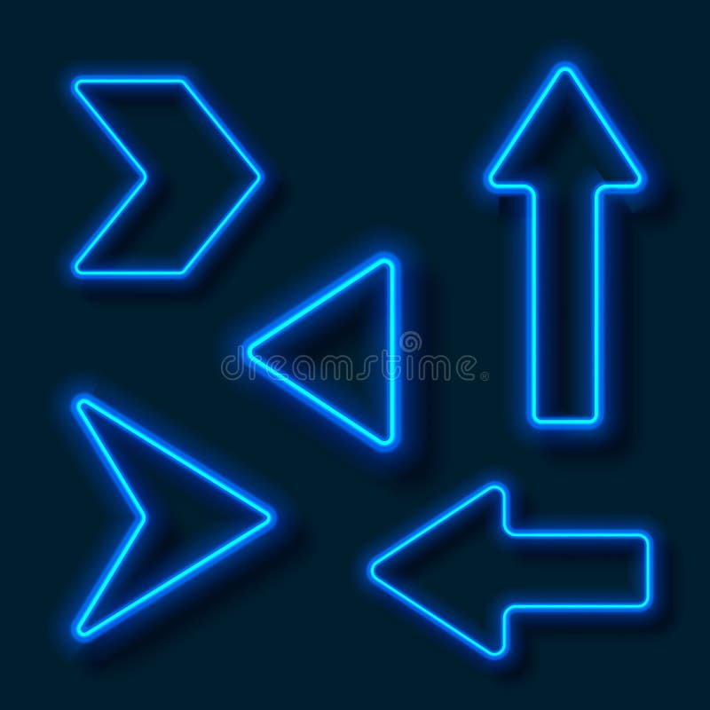 Neon Style Directional Arrows Blue Color Stock Vector - Illustration of ...