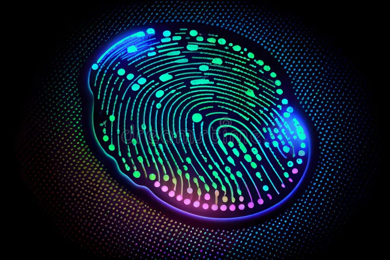 Neon-style Fingerprint Scanner, Biometric Data Sensor Stock ...