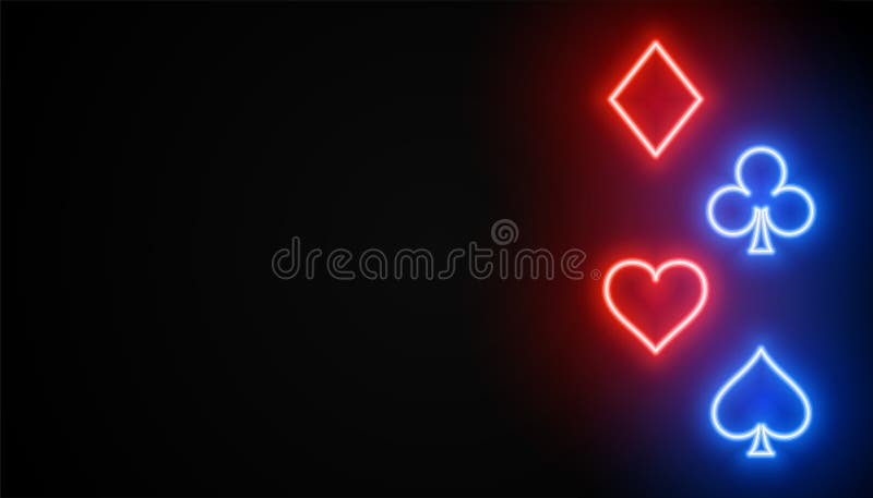 Neon Style Glowing Poker Ace Card Dark Banner with Text Space Stock ...
