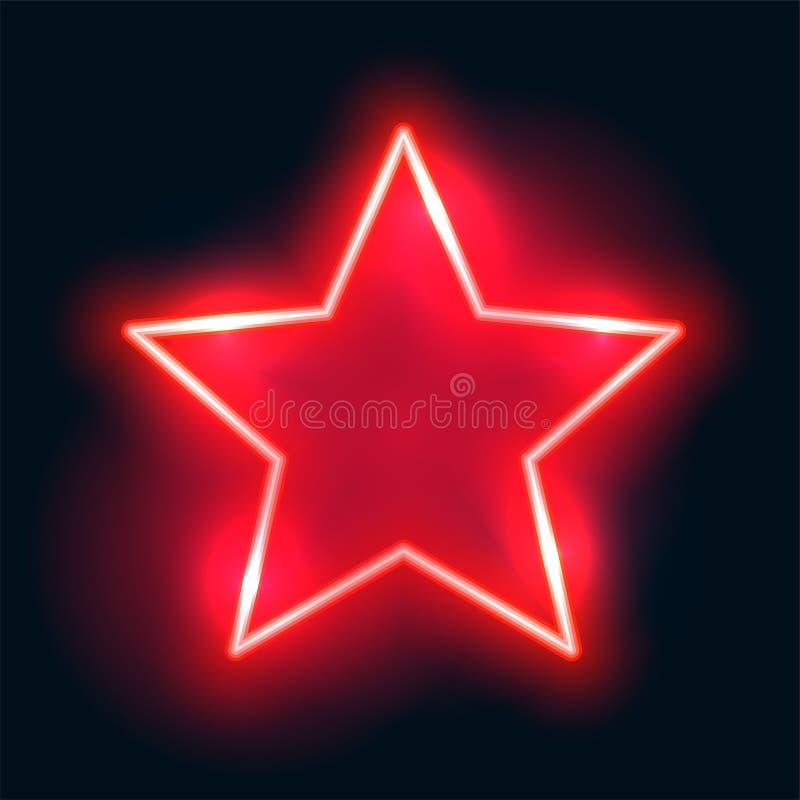 Neon Style Glowing Red Star Frame Design Stock Vector - Illustration of ...
