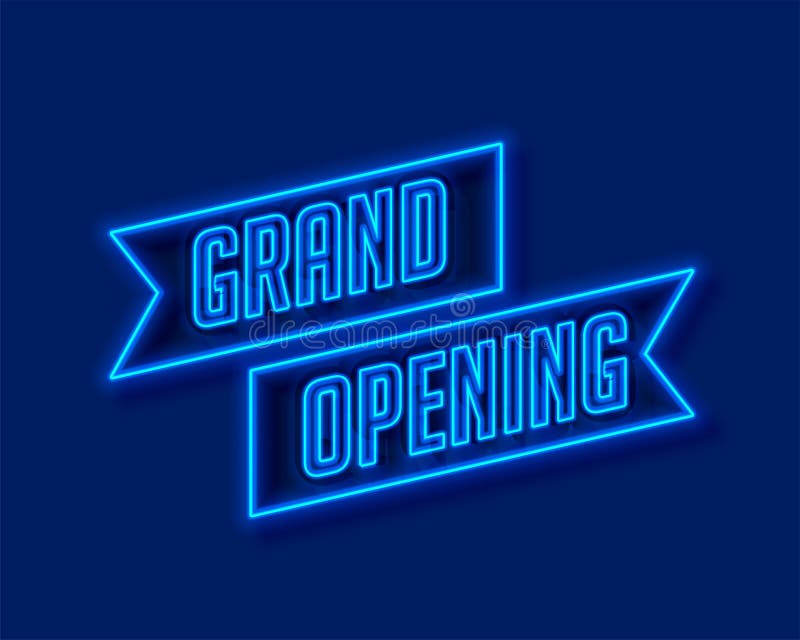 Neon Style Grand Opening Ceremony Template Design Stock Vector ...