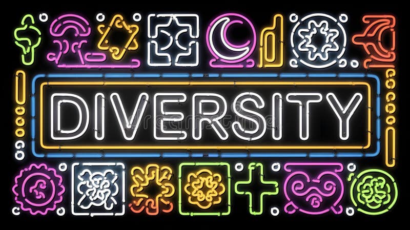 Neon-style Graphic with the Word "DIVERSITY" in Large, Bold, White ...