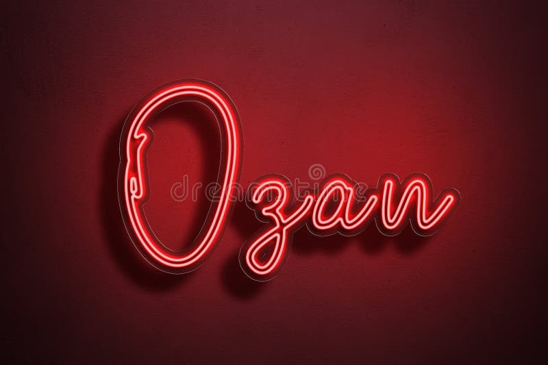 Red Neon Style Text Effect of Name Ozan on Red Background Stock ...