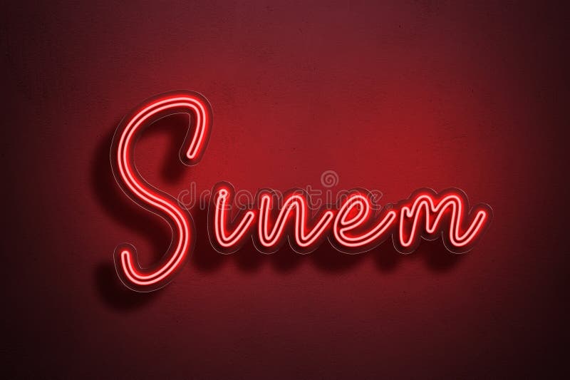 Red Neon Style Text Effect of Name Sinem on Red Background Stock Photo ...