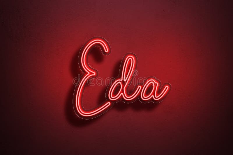 Red Neon Style Text Effect of Name Eda on Red Background Stock Photo ...