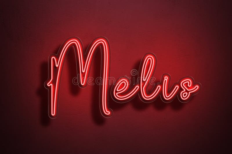 Red Neon Style Text Effect of Name Melis on Red Background Stock Photo ...