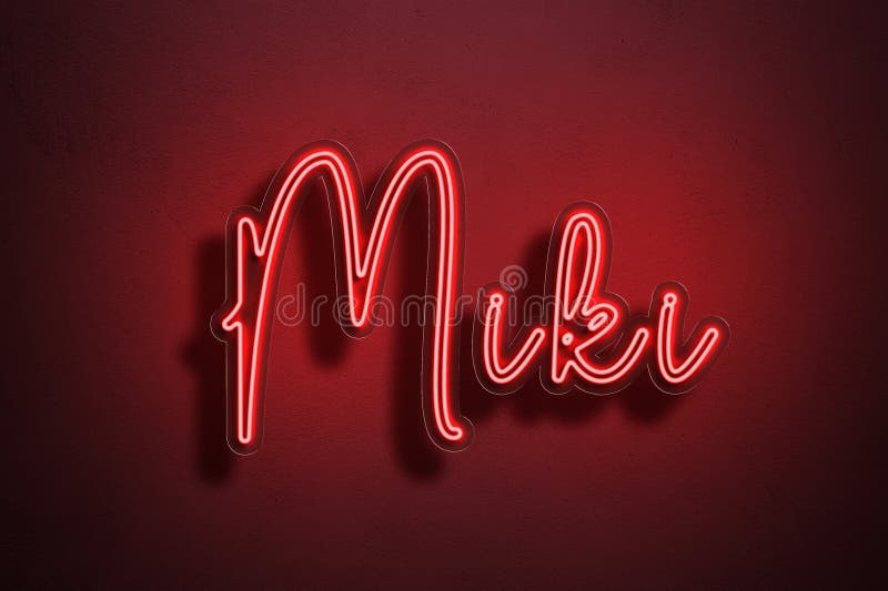Red Neon Style Text Effect of Name Miki on Red Background Stock Photo ...