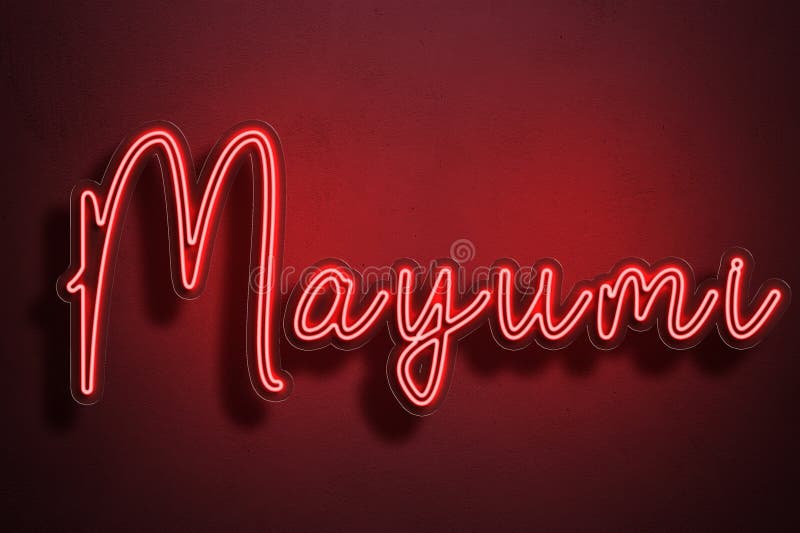 Red Neon Style Text Effect of Name Mayumi on Red Background Stock Image ...