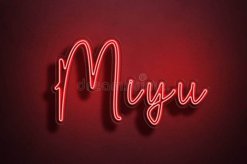 Red Neon Style Text Effect of Name Miyu on Red Background Stock Image ...