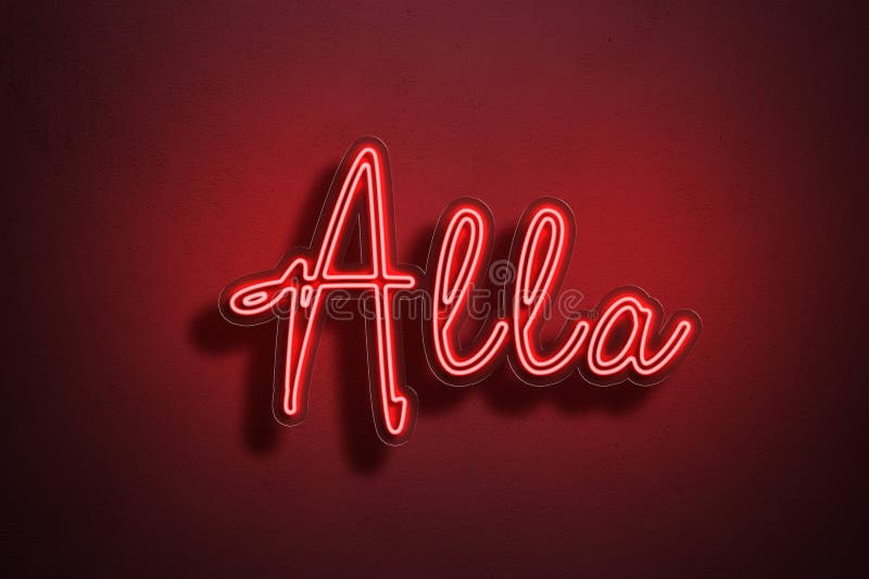 Red Neon Style Text Effect of Name Alla on Red Background Stock Photo ...