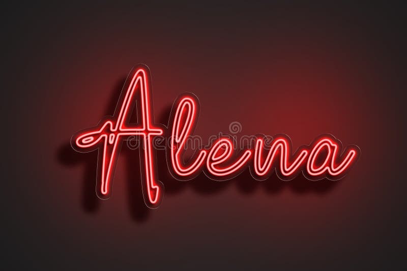 Red Neon Style Text Effect of Name Alena on Red Background Stock Image ...