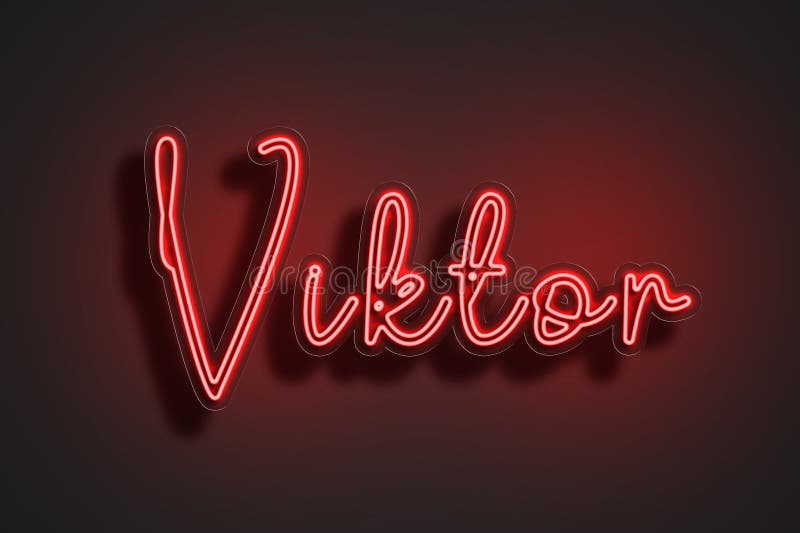 Red Neon Style Text Effect of Name Viktor on Red Background Stock Photo ...