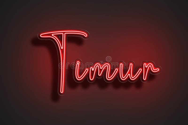 Red Neon Style Text Effect of Name Timur on Red Background Stock Photo ...