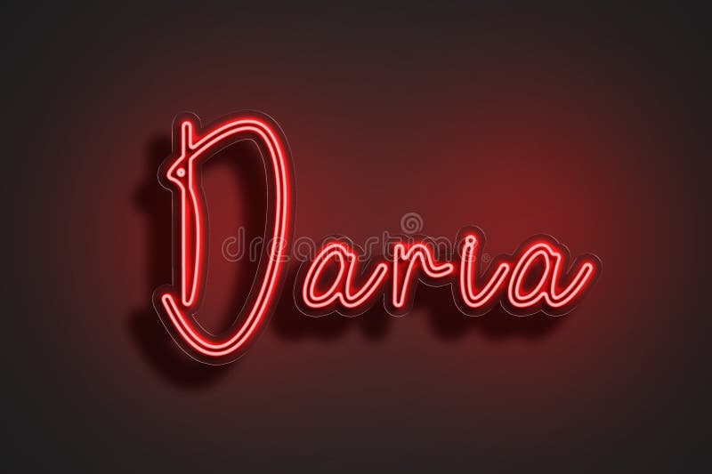 Red Neon Style Text Effect of Name Daria on Red Background Stock ...