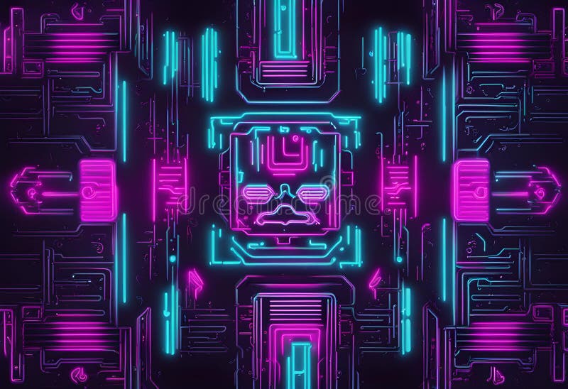 Neon Style Metal Background Cyberpunk Concept Stock Illustration ...