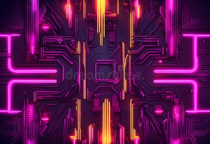 Neon Style Metal Background Cyberpunk Concept Stock Illustration ...