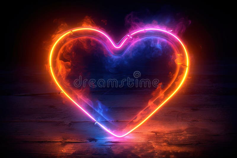 A Neon Style Pin Up Heart. Generative AI Stock Illustration ...