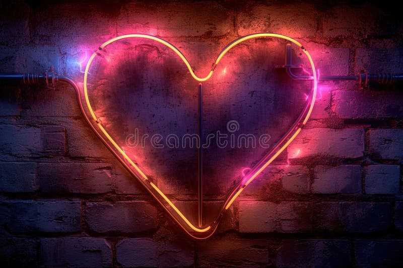 A Neon Style Pin Up Heart. Generative AI Stock Illustration ...