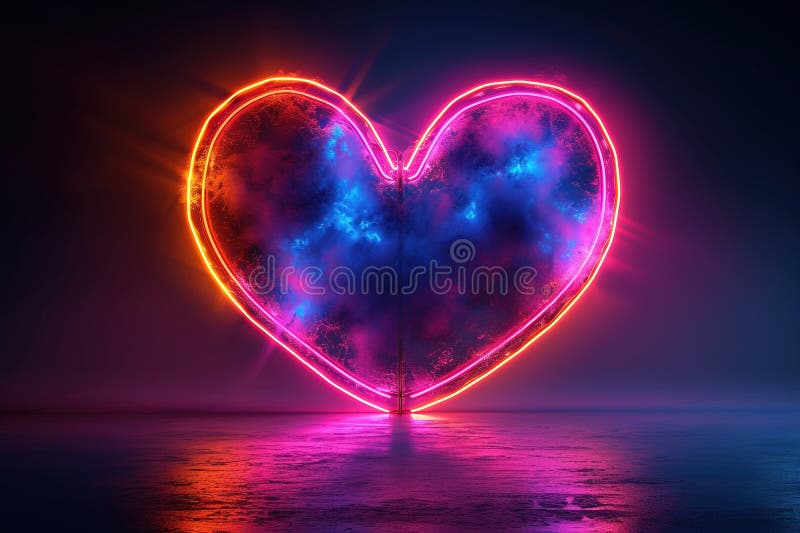 A Neon Style Pin Up Heart. Generative AI Stock Illustration ...