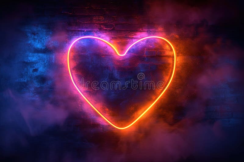 A Neon Style Pin Up Heart. Generative AI Stock Illustration ...