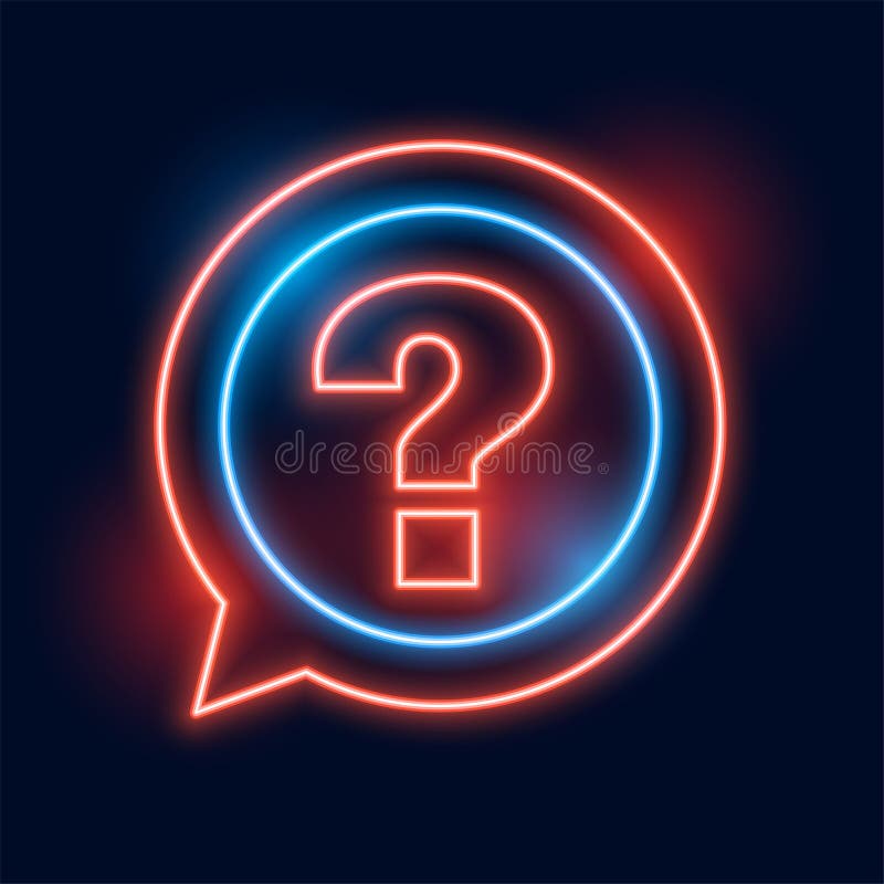 Neon Style Social Talk or Speech Question Mark Template with Chat ...