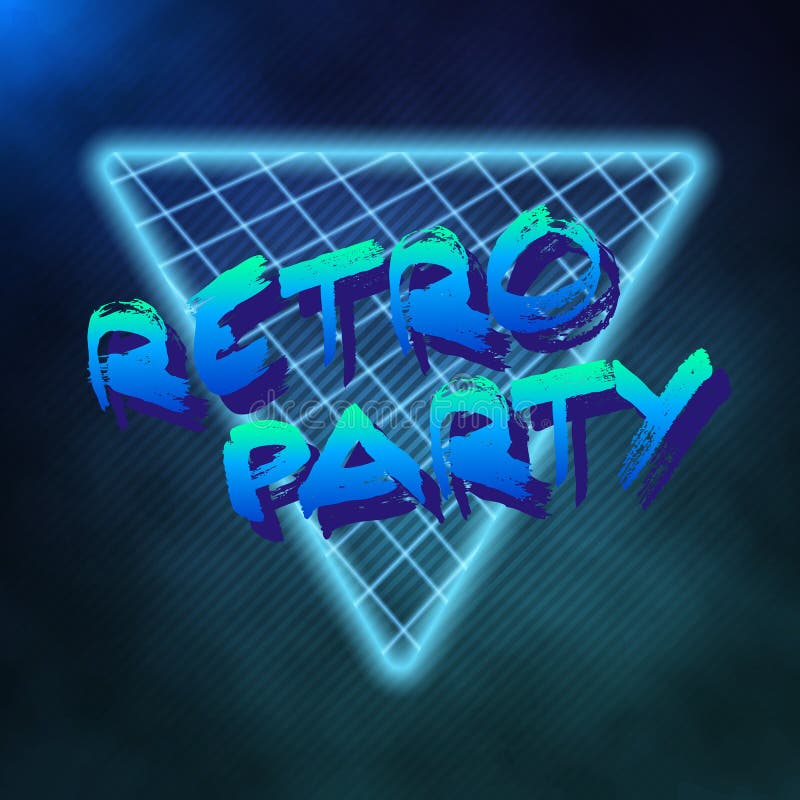 Neon Style Triangle Techno Background. Outer Space Poster Stock Vector ...