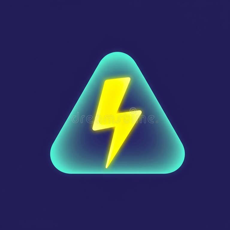 A Neon-style Triangular Sign with Rounded Edges Displays a Bright ...