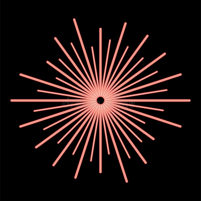 Neon Sun Rays Sunbeam Concept Red Color Vector Illustration Image Flat ...