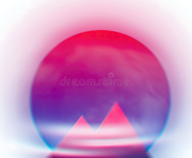 Neon Sunset in Mountains Landscape Stock Illustration - Illustration of ...