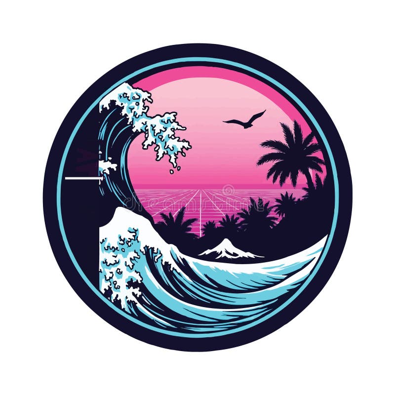 Japanese Wave Logo Japanese Woodblock Tsunami Stock Vector Images