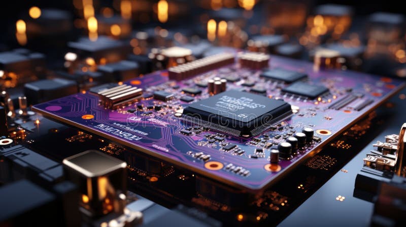 Neon Supercomputer Glow. Created with Generative AI Stock Illustration ...