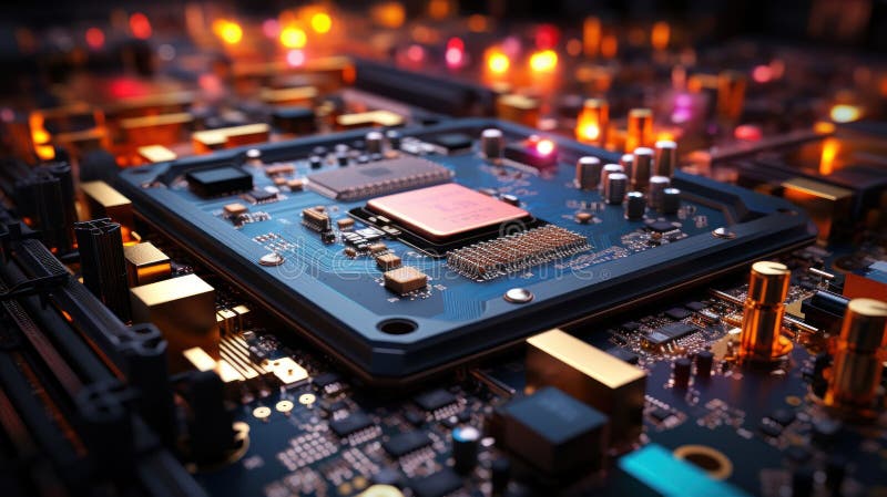 Neon Supercomputer Glow. Created with Generative AI Stock Illustration ...