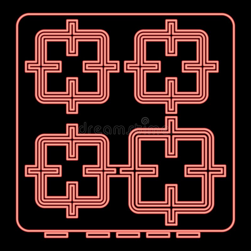 Neon the Surface of the Cooker Red Color Vector Illustration Flat Style ...
