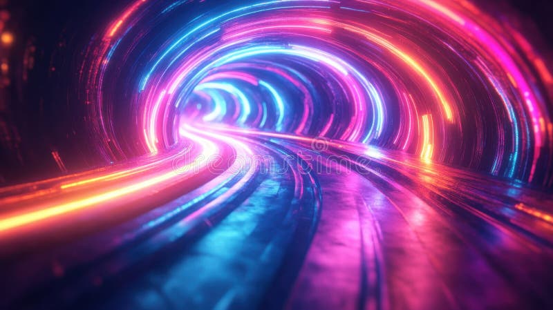 Neon Swirl Effect, a Bright, Colorful Swirl of Neon Lights Creates a ...