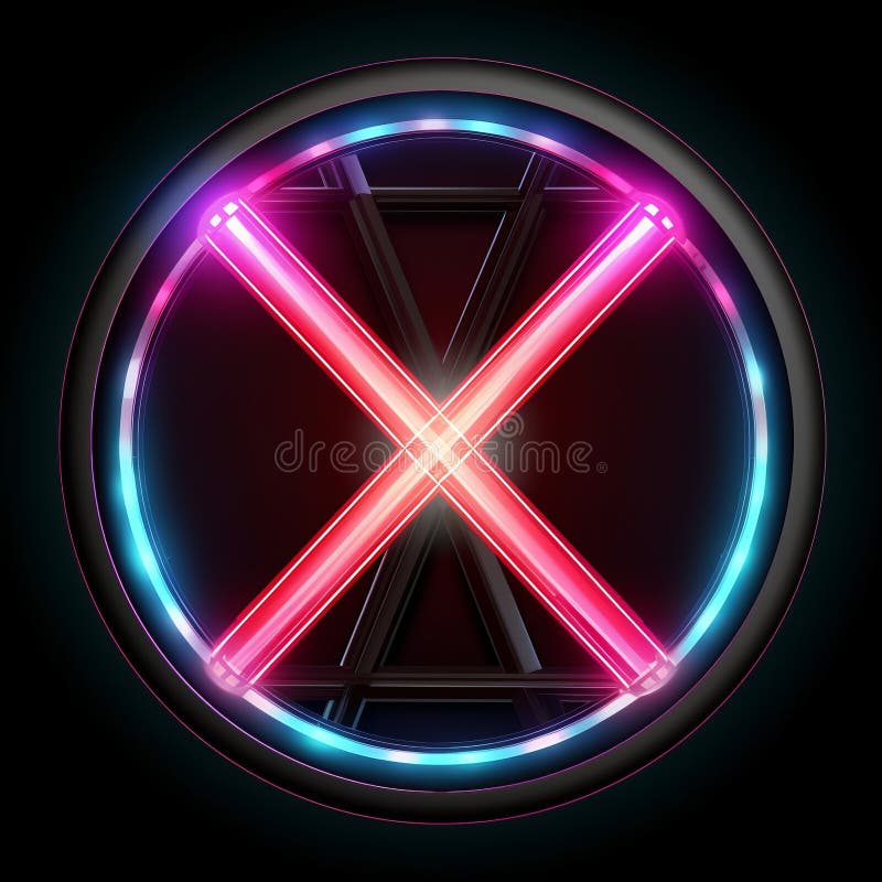 A Neon X Symbol on a Black Background Stock Illustration - Illustration ...