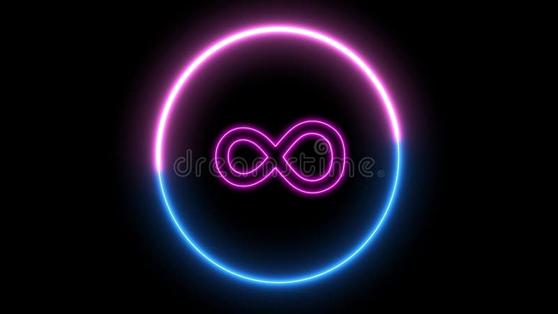 Neon Symbol of Infinity Inside Swirling Round Stock Video - Video of ...