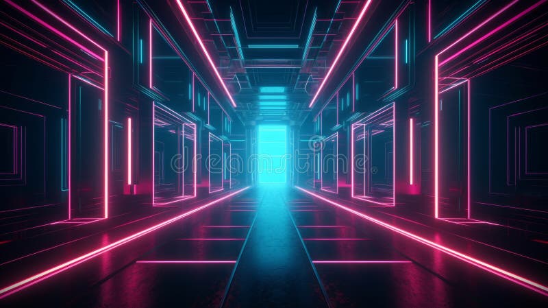 Neon Symmetry a Futuristic 3D Rendering. Generative AI Stock ... Neon Symmetry a Futuristic 3D Rendering. Generative AI Stock ...