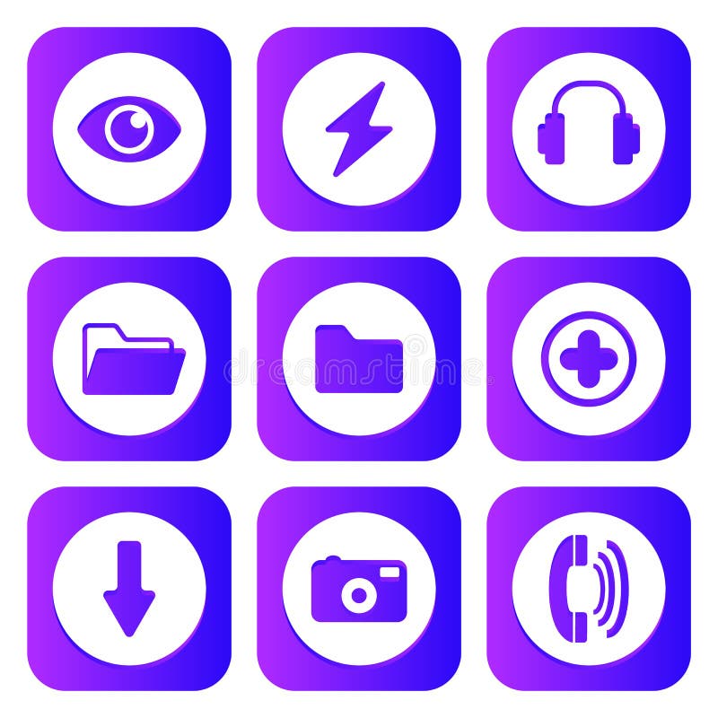 Neon Synthwave Retro 80s Style Multimedia Icons Stock Vector ...