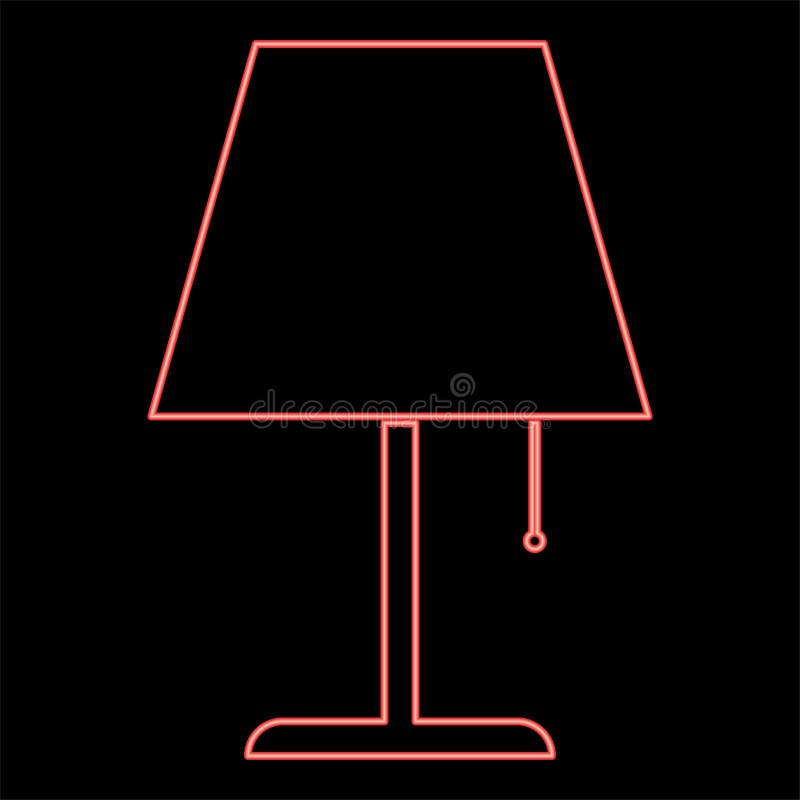 Neon Table Lamp Night Lamp Clasic Lamp Red Color Vector Illustration ...