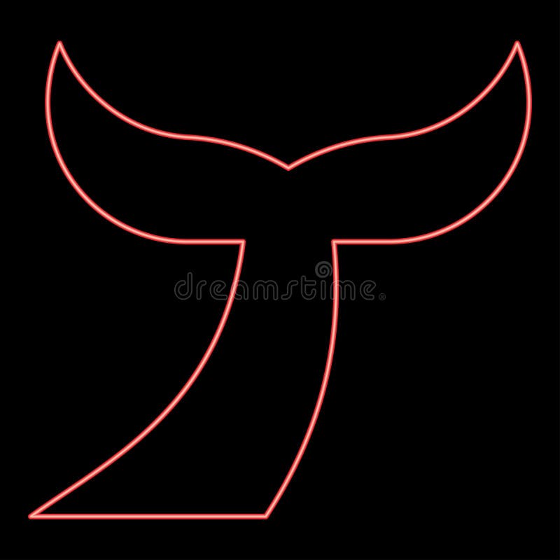 Neon Tail of the Fish Red Color Vector Illustration Image Flat Style ...