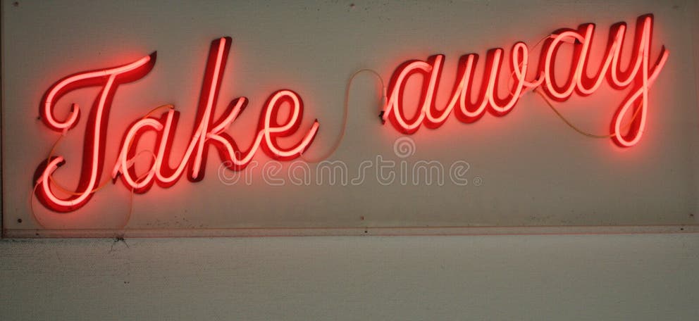 Neon Take Away stock photo. Image of sign, basel, food - 1128238