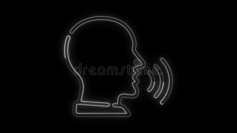 Neon Talking Head Icon, Head with Communication Icon Neon Animation ...
