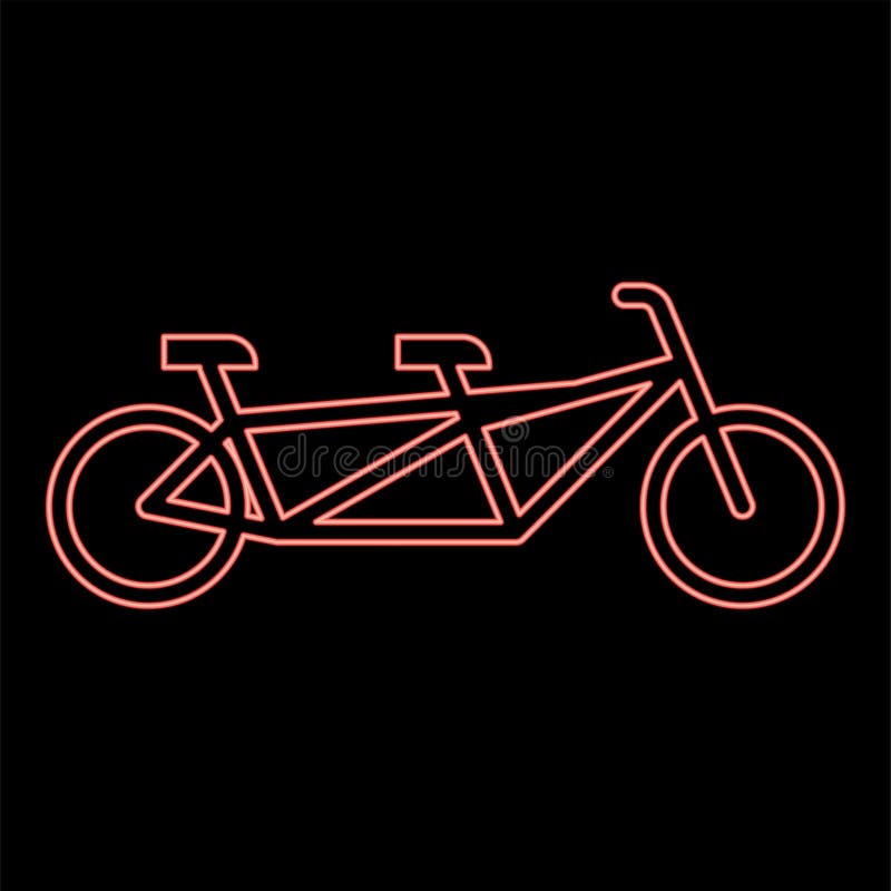 Neon Tandem Bicycle Bike Red Color Vector Illustration Image Flat Style ...
