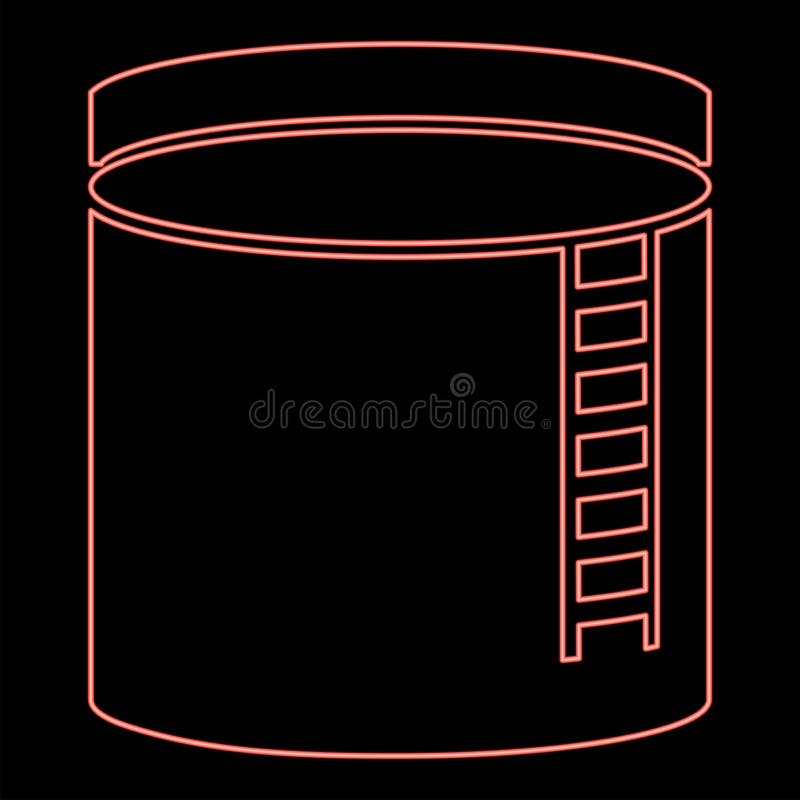 Neon Tank with Oil Oil Storage Tank Heating Oil Red Color Vector ...