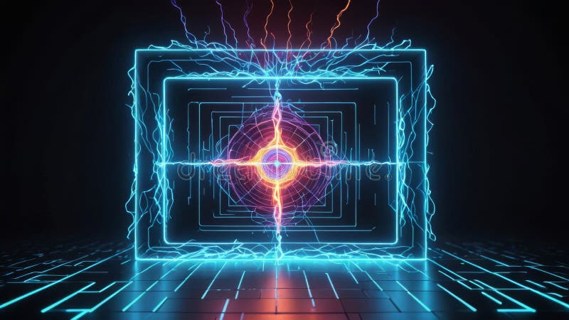 Neon Target in an Electric Frame, Representing Focus and Precision in a ...