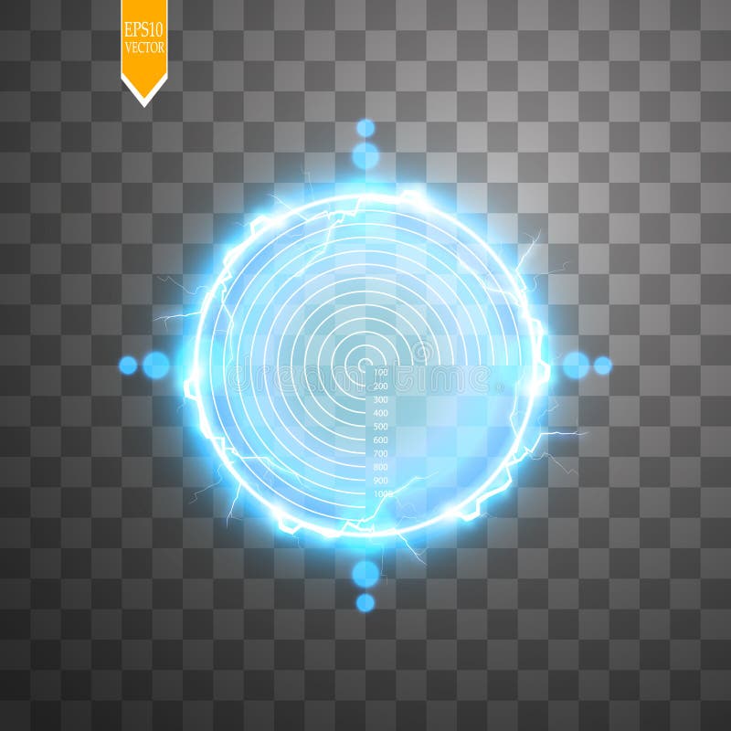 Neon Target Isolated with Lightning. Game Interface Element. Vector ...