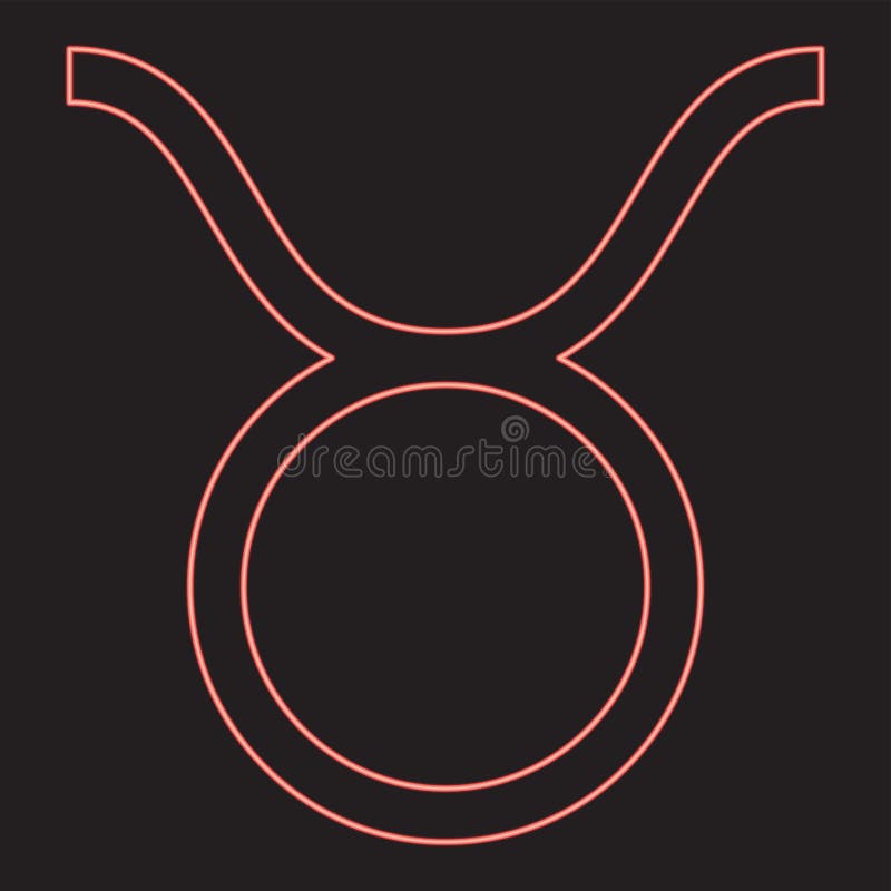 Neon Taurus Symbol Red Color Vector Illustration Image Flat Style Stock ...