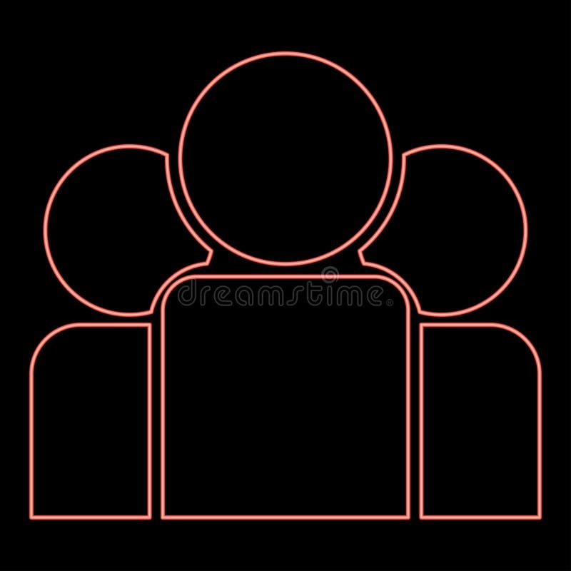 Neon Team People Red Color Vector Illustration Image Flat Style Stock ...
