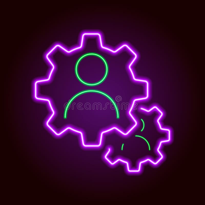Neon Group of Buisiness People, Teamwork Icon Stock Illustration ...