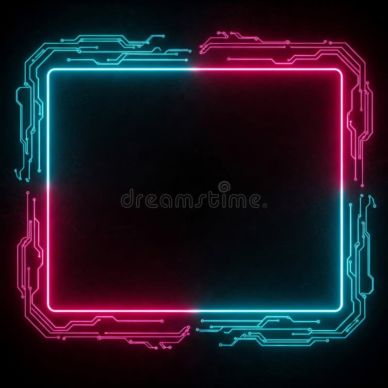 Neon Tech Aesthetic stock illustration. Illustration of frame - 366286637